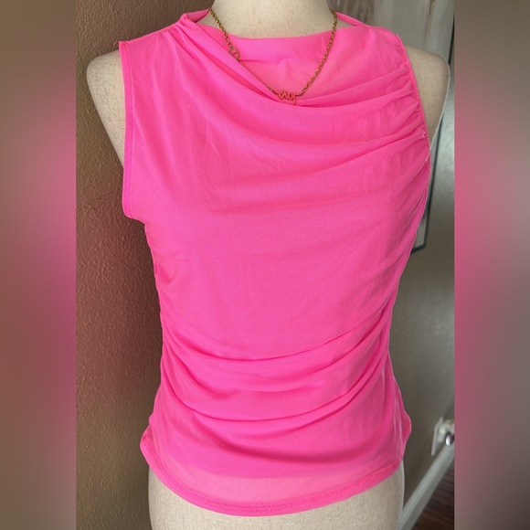 Tops | Hot Pink Mesh Sleeveless Top | Poshmark